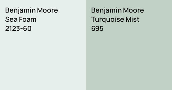 Benjamin Moore Sea Foam vs. Benjamin Moore Turquoise Mist comparison