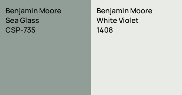 Benjamin Moore Sea Glass vs. Benjamin Moore White Violet comparison