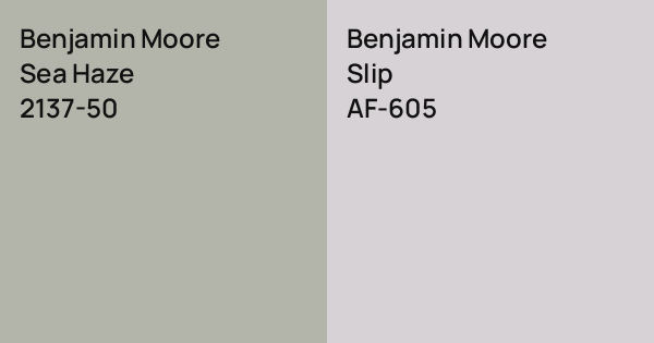 Benjamin Moore Sea Haze vs. Benjamin Moore Slip comparison