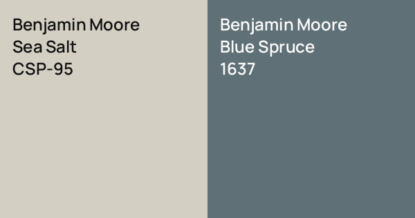 Benjamin Moore Sea Salt vs. Benjamin Moore Blue Spruce comparison