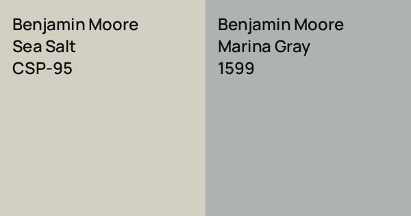 Benjamin Moore Sea Salt vs. Benjamin Moore Marina Gray comparison