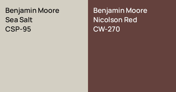 Benjamin Moore Sea Salt vs. Benjamin Moore Nicolson Red comparison