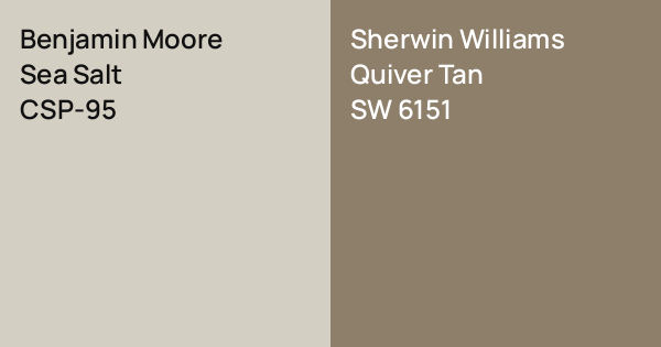 Benjamin Moore Sea Salt vs. Sherwin Williams Quiver Tan comparison
