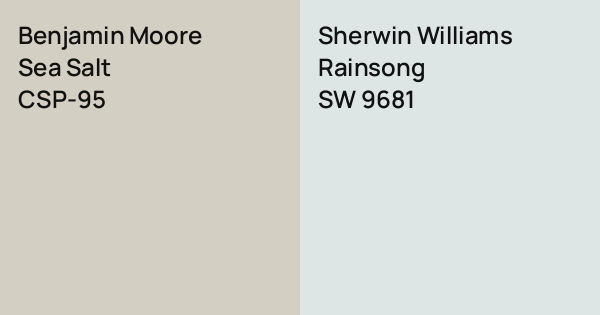 Benjamin Moore Sea Salt vs. Sherwin Williams Rainsong comparison