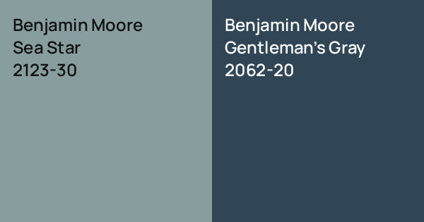 Benjamin Moore Sea Star vs. Benjamin Moore Gentleman's Gray comparison