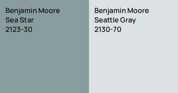 Benjamin Moore Sea Star vs. Benjamin Moore Seattle Gray comparison