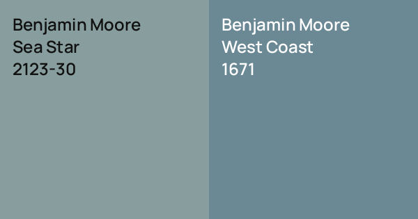 Benjamin Moore Sea Star vs. Benjamin Moore West Coast comparison