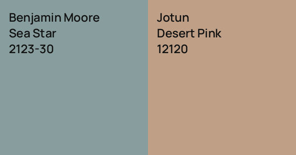Benjamin Moore Sea Star vs. Jotun Desert Pink comparison