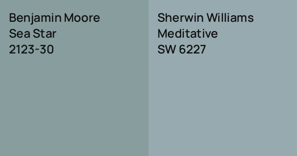 Benjamin Moore Sea Star vs. Sherwin Williams Meditative comparison