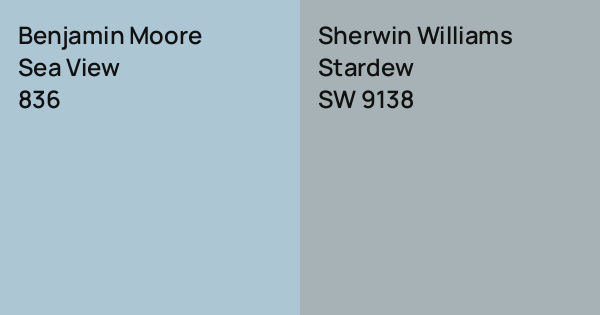 Benjamin Moore Sea View vs. Sherwin Williams Stardew comparison