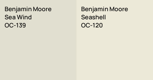 Benjamin Moore Sea Wind vs. Benjamin Moore Seashell comparison