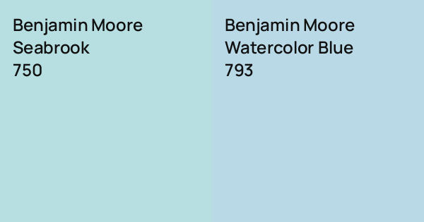 Benjamin Moore Seabrook vs. Benjamin Moore Watercolor Blue comparison