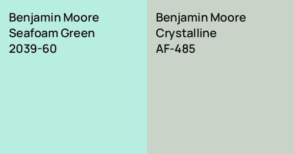 Benjamin Moore Seafoam Green vs. Benjamin Moore Crystalline comparison