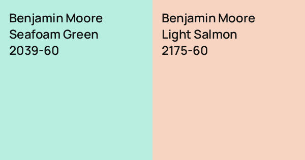Benjamin Moore Seafoam Green vs. Benjamin Moore Light Salmon comparison