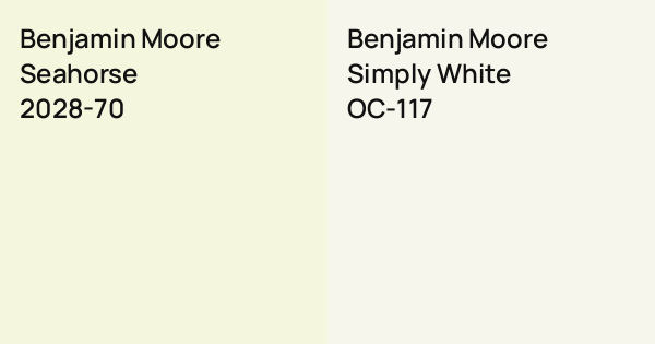 Benjamin Moore Seahorse vs. Benjamin Moore Simply White comparison