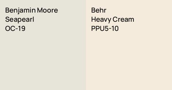 Benjamin Moore Seapearl vs. Behr Heavy Cream comparison