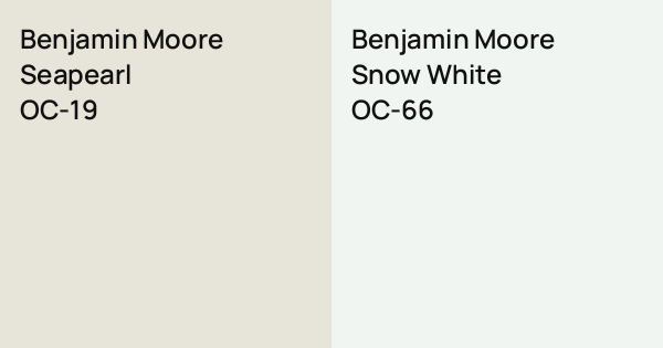 Benjamin Moore Seapearl vs. Benjamin Moore Snow White comparison