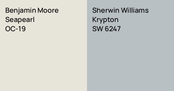 Benjamin Moore Seapearl vs. Sherwin Williams Krypton comparison