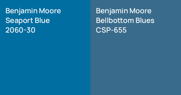 Benjamin Moore Seaport Blue vs. Benjamin Moore Bellbottom Blues comparison