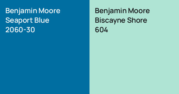 Benjamin Moore Seaport Blue vs. Benjamin Moore Biscayne Shore comparison