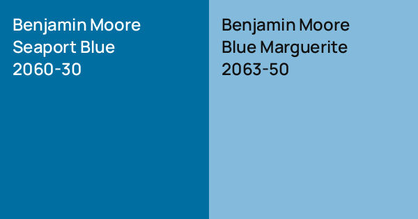 Benjamin Moore Seaport Blue vs. Benjamin Moore Blue Marguerite comparison
