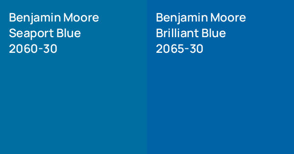 Benjamin Moore Seaport Blue vs. Benjamin Moore Brilliant Blue comparison