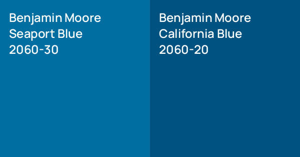 Benjamin Moore Seaport Blue vs. Benjamin Moore California Blue comparison