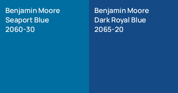 Benjamin Moore Seaport Blue vs. Benjamin Moore Dark Royal Blue comparison