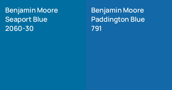 Benjamin Moore Seaport Blue vs. Benjamin Moore Paddington Blue comparison
