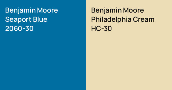 Benjamin Moore Seaport Blue vs. Benjamin Moore Philadelphia Cream ...