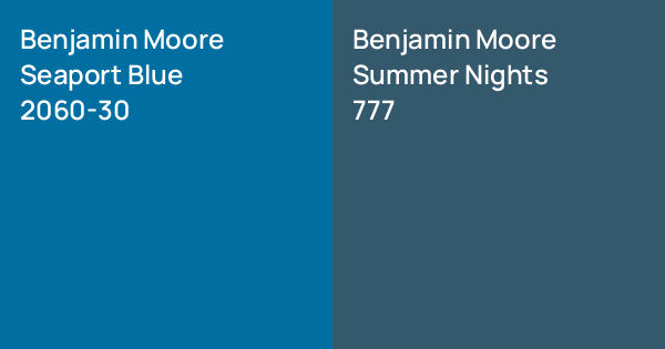 Benjamin Moore Seaport Blue vs. Benjamin Moore Summer Nights comparison