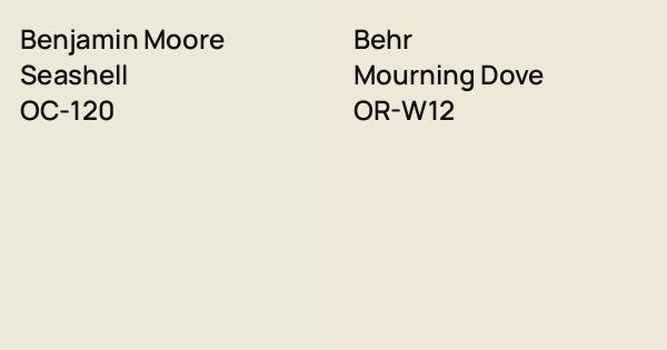 Benjamin Moore Seashell vs. Behr Mourning Dove comparison