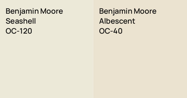 Benjamin Moore Seashell vs. Benjamin Moore Albescent comparison