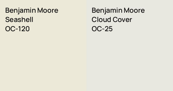 Benjamin Moore Seashell vs. Benjamin Moore Cloud Cover comparison