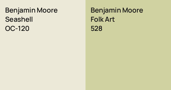 Benjamin Moore Seashell vs. Benjamin Moore Folk Art comparison
