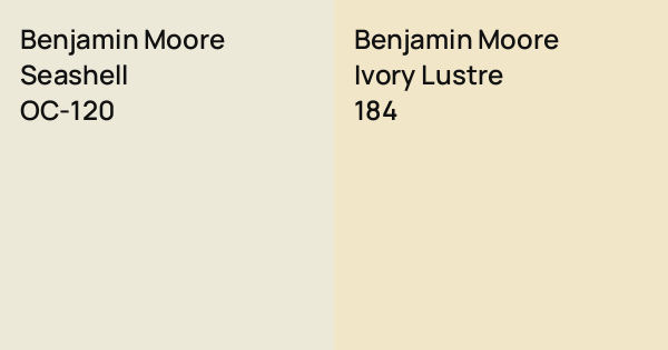Benjamin Moore Seashell vs. Benjamin Moore Ivory Lustre comparison