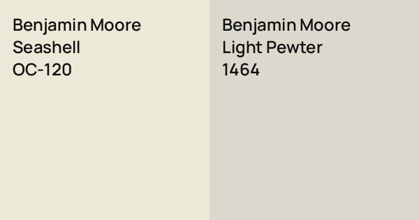 Benjamin Moore Seashell vs. Benjamin Moore Light Pewter comparison