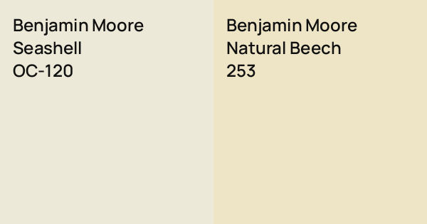Benjamin Moore Seashell vs. Benjamin Moore Natural Beech comparison
