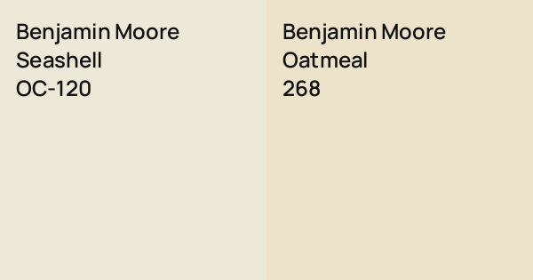 Benjamin Moore Seashell vs. Benjamin Moore Oatmeal comparison