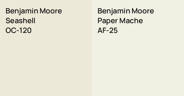 Benjamin Moore Seashell vs. Benjamin Moore Paper Mache comparison
