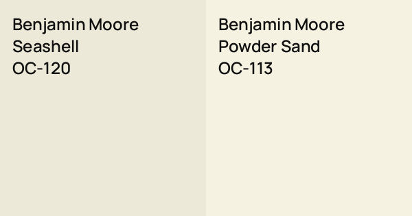 Benjamin Moore Seashell vs. Benjamin Moore Powder Sand comparison