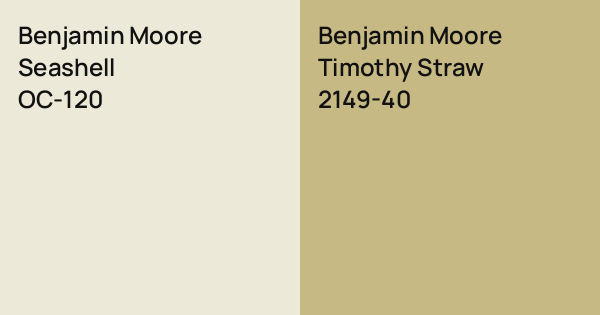 Benjamin Moore Seashell vs. Benjamin Moore Timothy Straw comparison