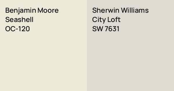 Benjamin Moore Seashell vs. Sherwin Williams City Loft comparison