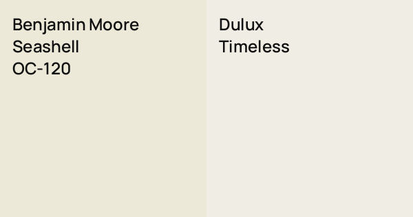 Benjamin Moore Seashell vs. Dulux Timeless comparison