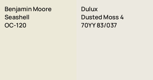 Benjamin Moore Seashell vs. Dulux Dusted Moss 4 comparison