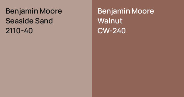 Benjamin Moore Seaside Sand vs. Benjamin Moore Walnut comparison