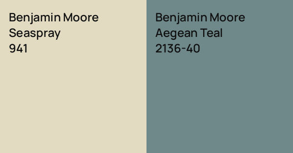 Benjamin Moore Seaspray vs. Benjamin Moore Aegean Teal comparison