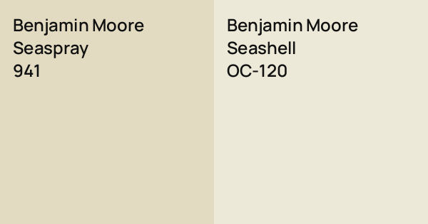Benjamin Moore Seaspray vs. Benjamin Moore Seashell comparison
