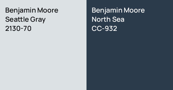 Benjamin Moore Seattle Gray vs. Benjamin Moore North Sea comparison