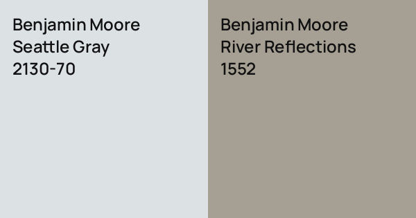 Benjamin Moore Seattle Gray vs. Benjamin Moore River Reflections comparison